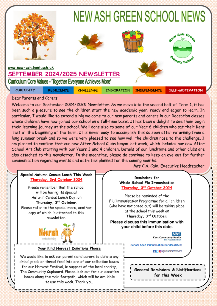 September 2024 Newsletter – New Ash Green Primary School